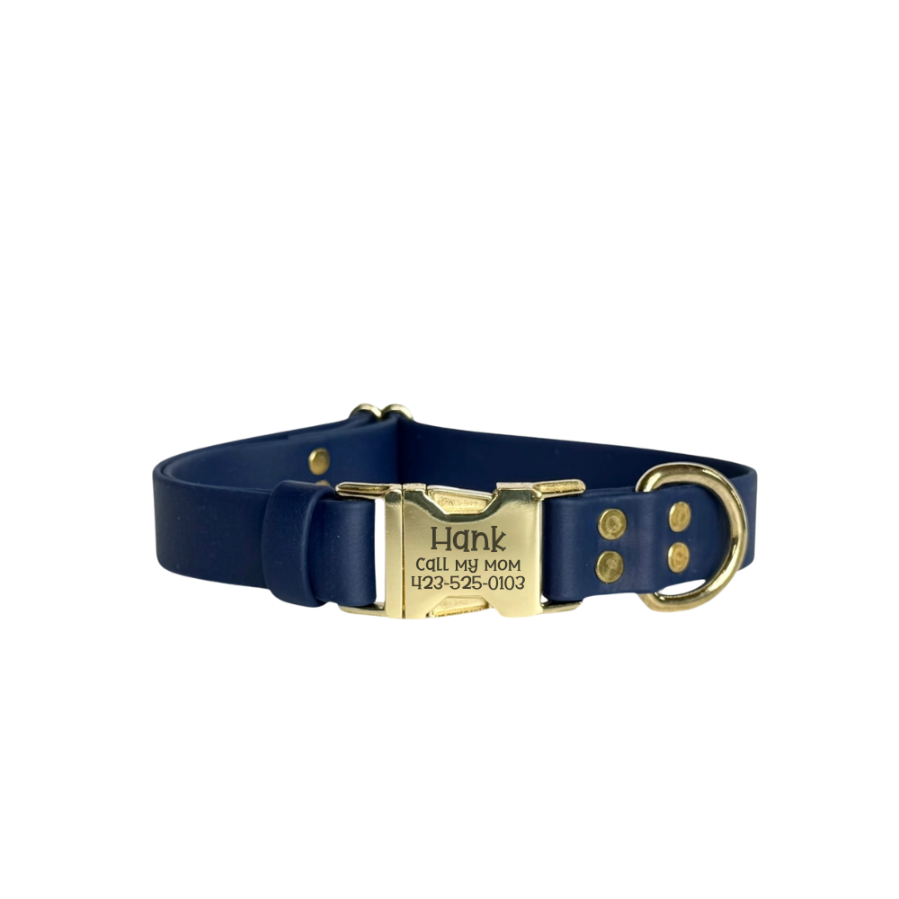 Personalized Navy Biothane® Dog Collar – Duke & Fox