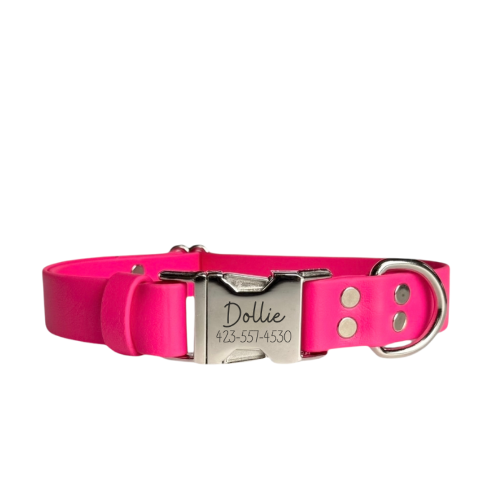 Personalized Hot Pink Biothane® Dog Collar – Duke & Fox