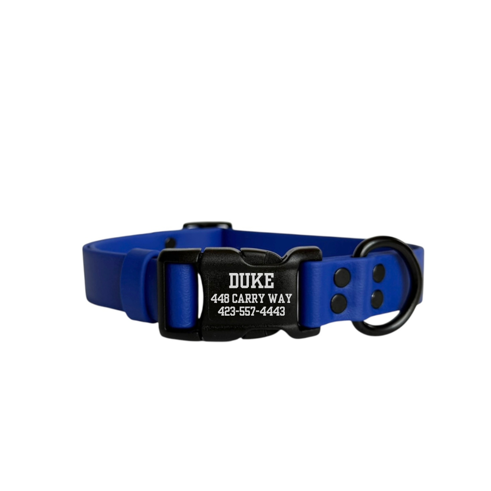 Personalized Blue Biothane® Dog Collar – Duke & Fox