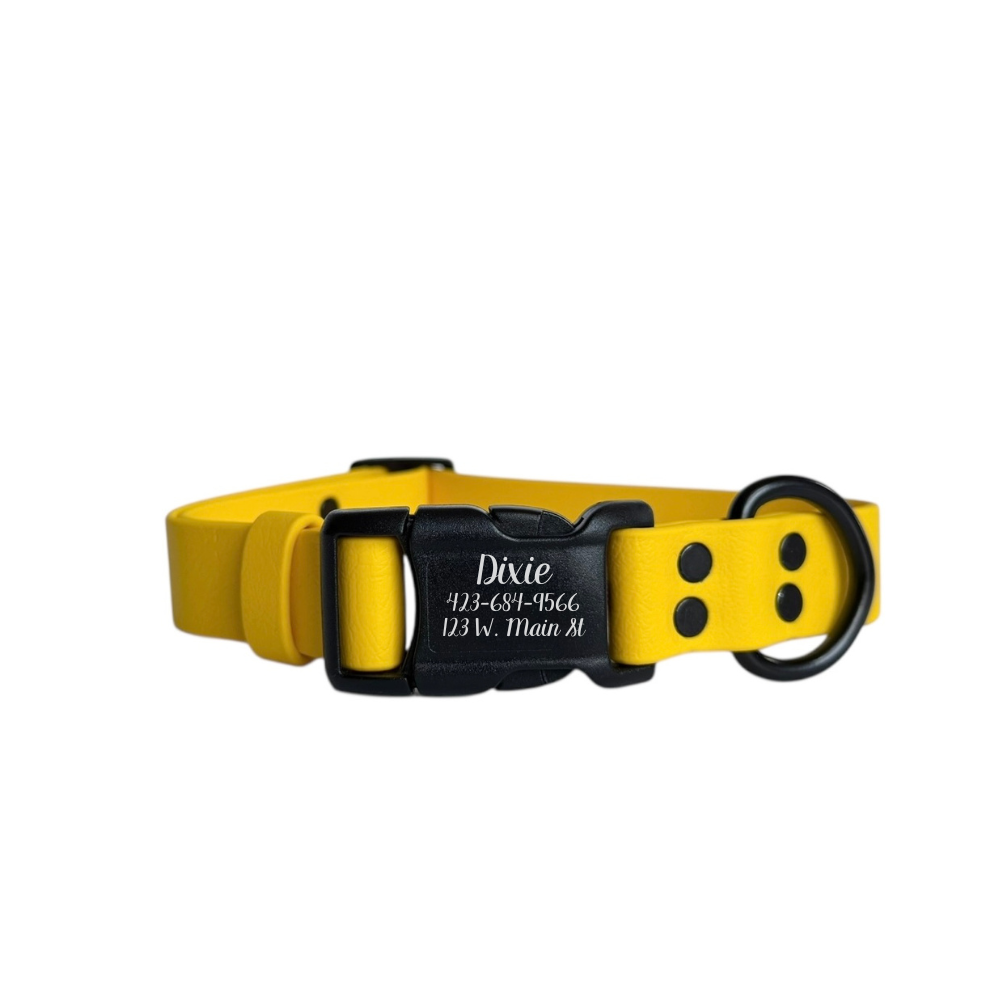 Personalized Yellow Biothane® Dog Collar – Duke & Fox