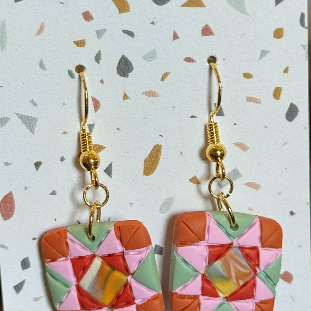 Red, Pink & Rust Quilted Earrings – Duke & Fox