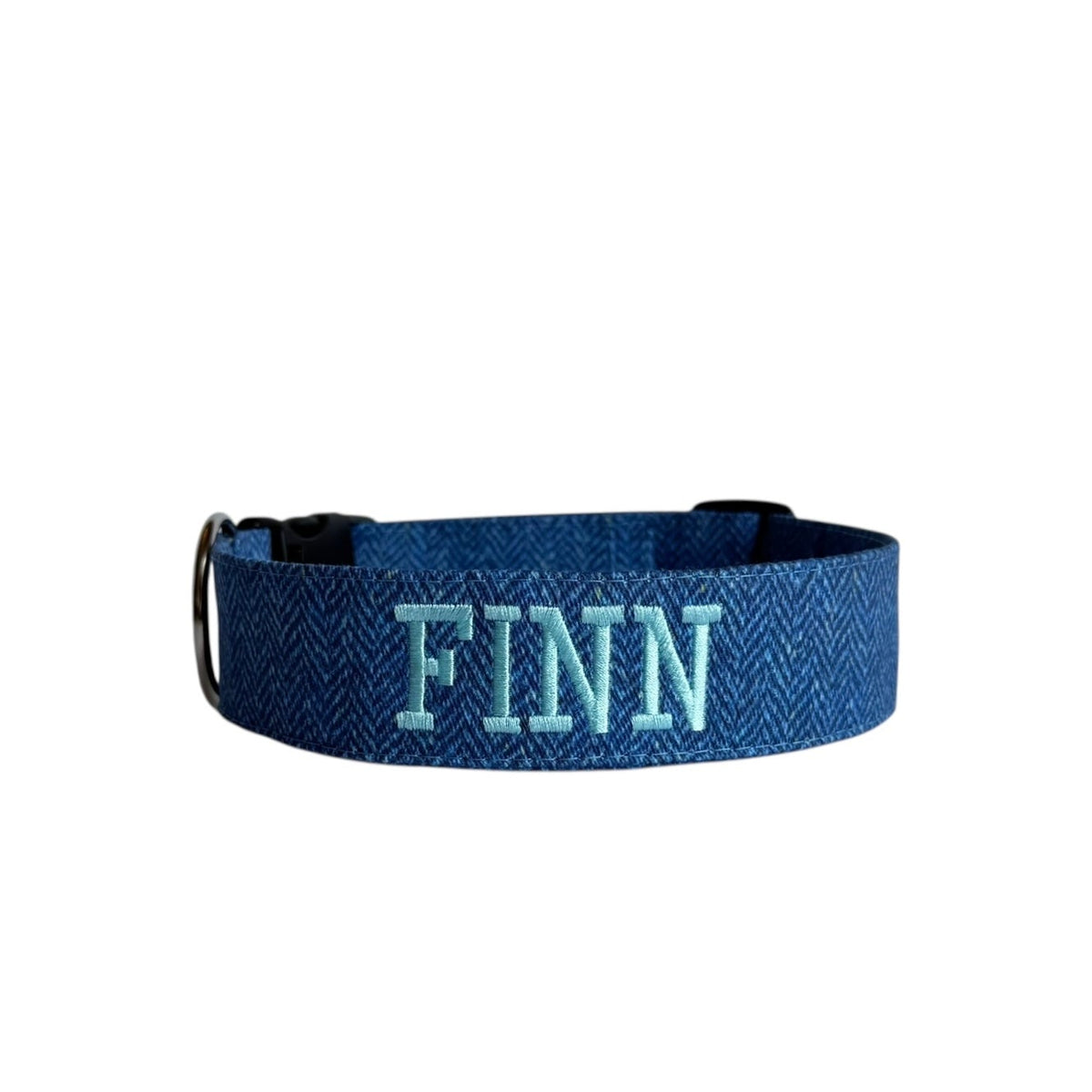 Blue Herringbone Personalized Dog Collar – Duke & Fox